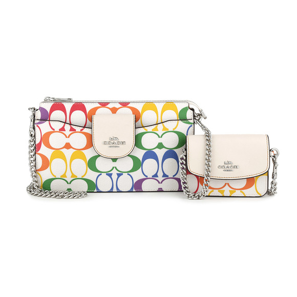 Coach | Bags | Coach Rainbow Signature Shoulder Bag White Multicolor ...